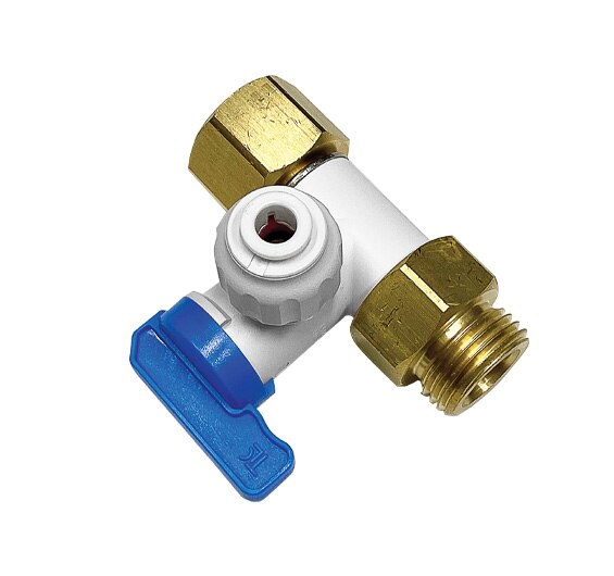 Puretec KASV67 Smart Tee valve , 3/8 tube x 1/2 in BSPM x 1/2 BSPF